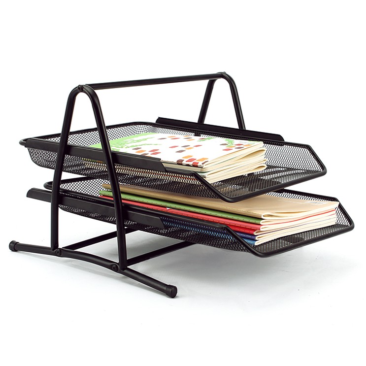 Wire mesh two - layer file frame/file bar/magazine rack.90 | Shopee ...