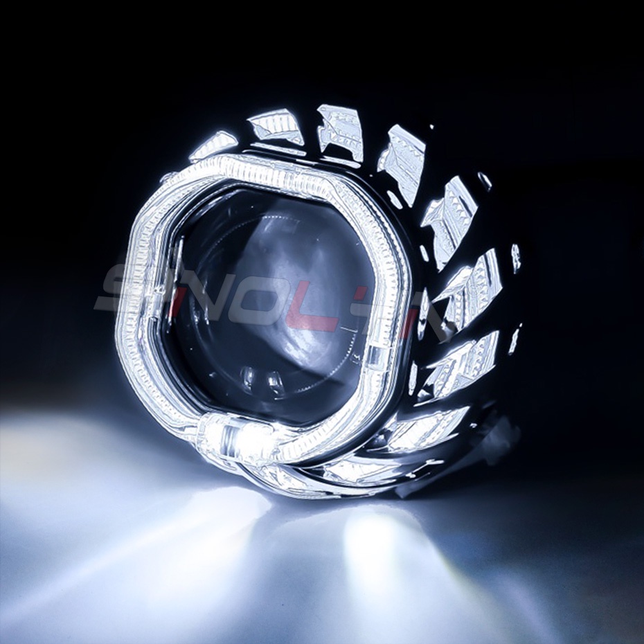 Sinolyn 2.5 Inch Dual LED Square Angel Eyes Bi-xenon Lenses For H7 H4 ...