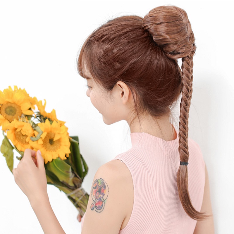 Wig Female Ponytail Lifelike Drawstring Tiger Mouth Clip Fish Bone ...