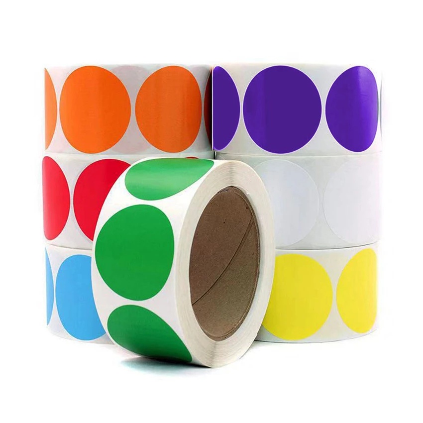 500Pcs/Roll Chroma Label Color Code Dot Labels stickers 1 inch red ...