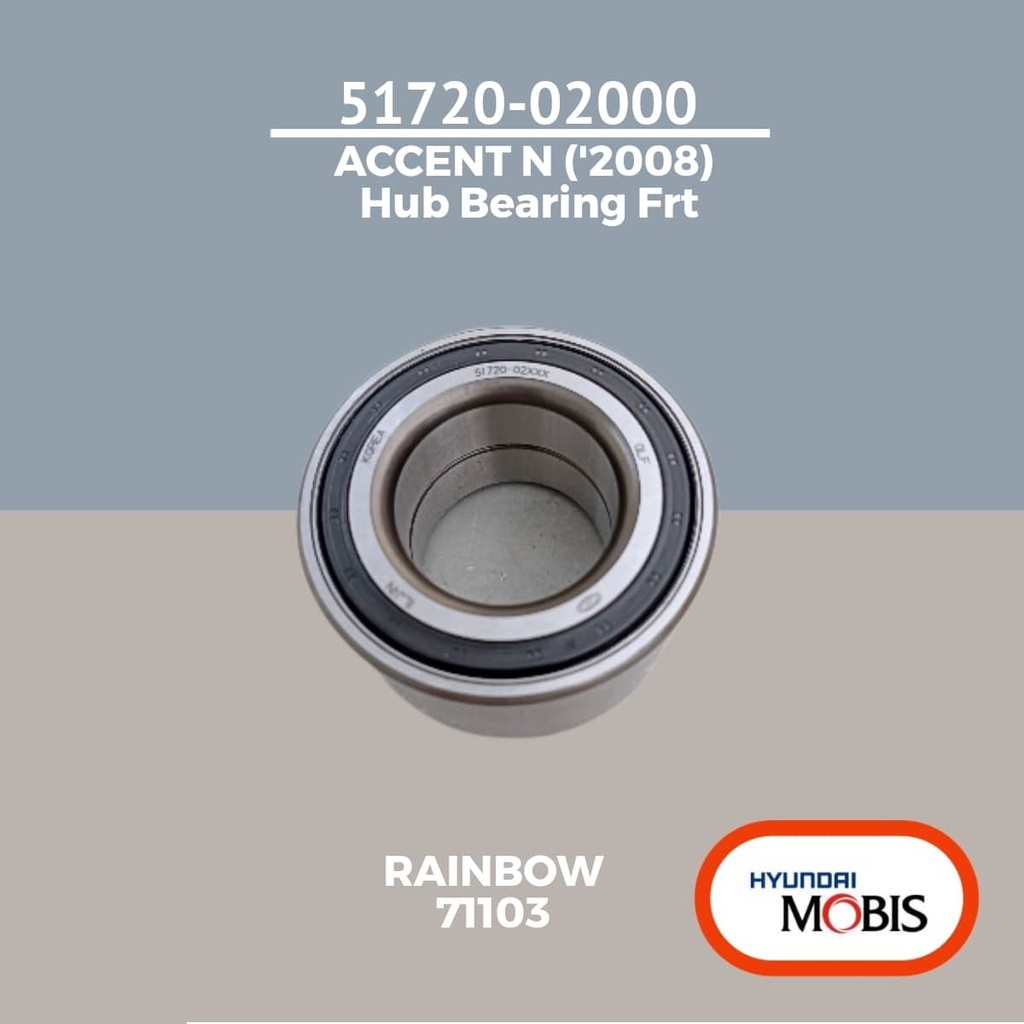 Hub Bearing Frt for HYUNDAI Accent N ('2008) [Mobis Original] Part #;51720-02000;5172002000 ...