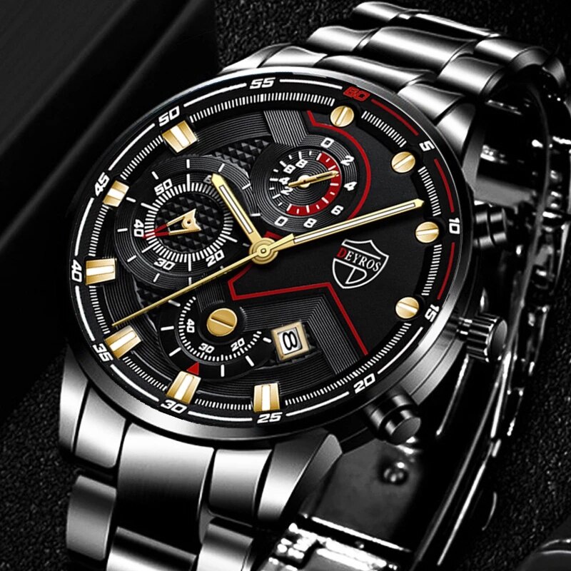 【One Luxurious Set】！Fashion Luminous Men's Business Stainless Steel ...