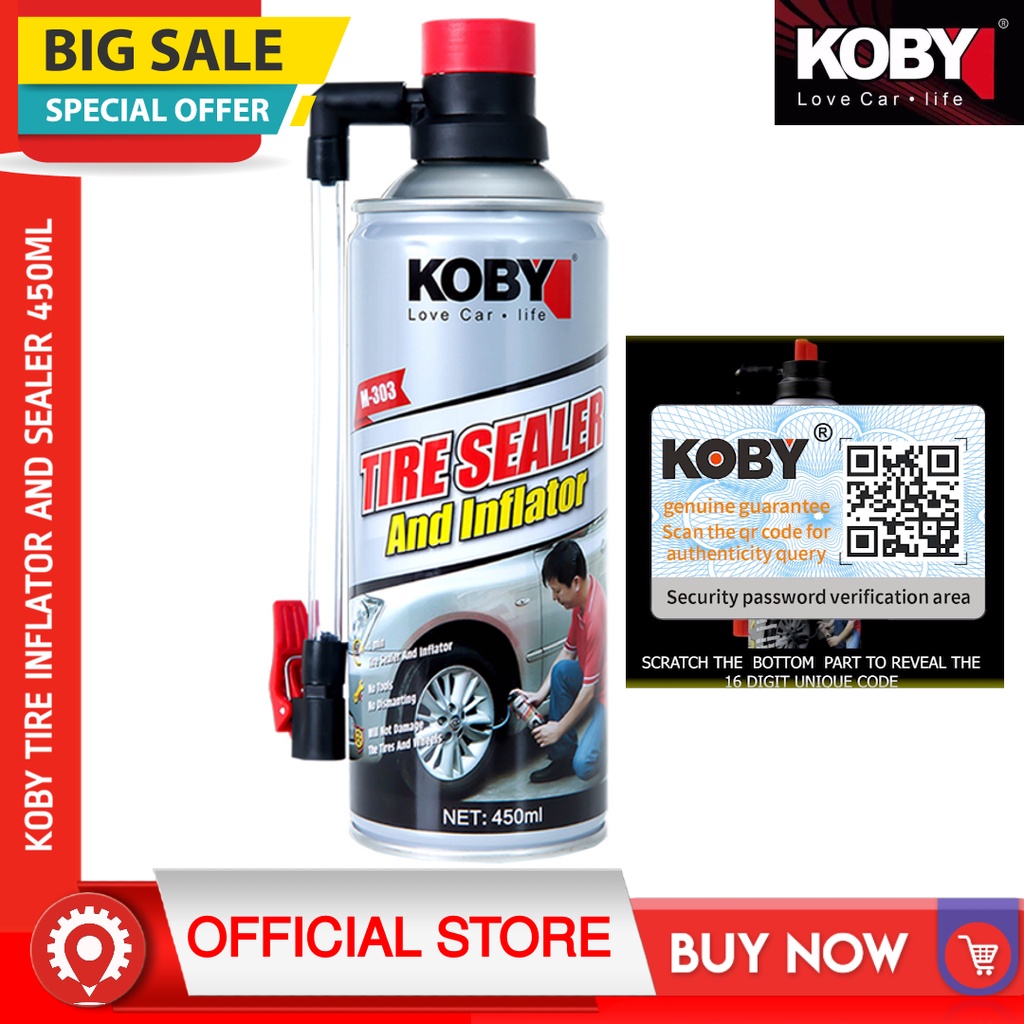Koby Tire Sealer and Inflator 450ml Emergency Flat Tire Repair | Shopee ...