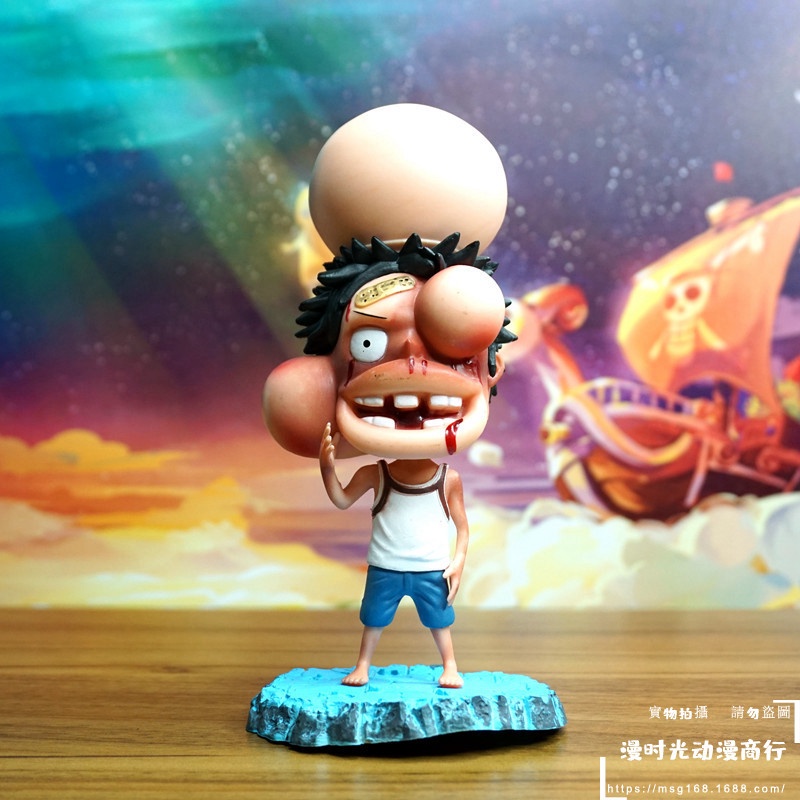 One Piece Luffy Face Wound Bonyok Funny Funny Funny Action Figure Anime ...