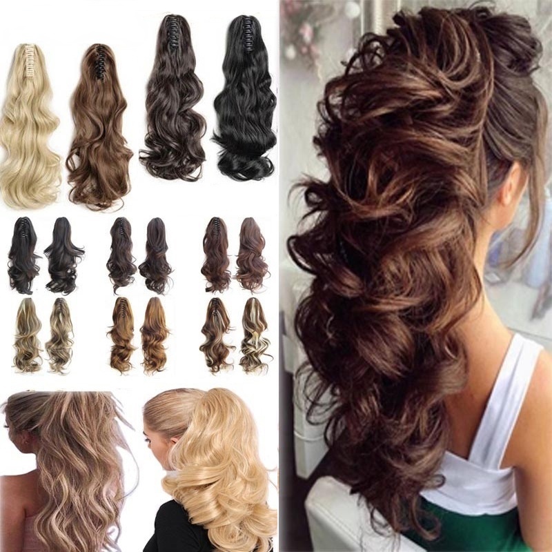 35cm Extra Thick Real Claw Ponytail Clip In Hair Extensions Pony Tail ...