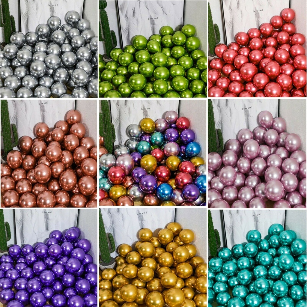 100PCS 5 inches Chrome Metallic Balloons latex balloons for Birthday ...