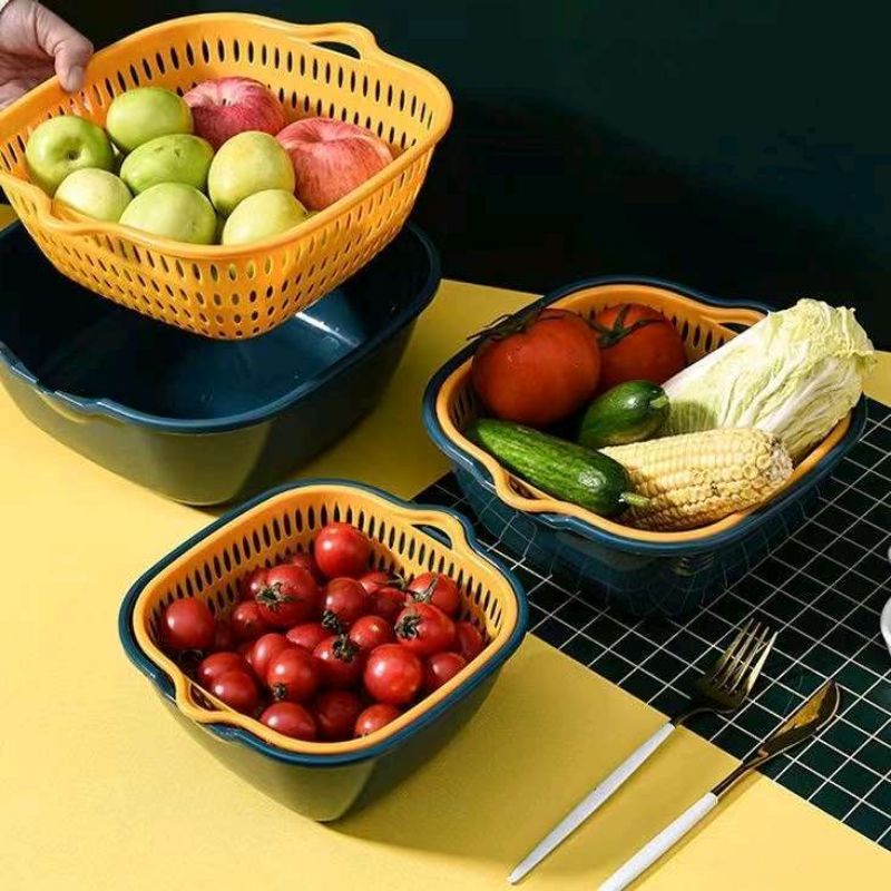 Fruit Vegetable Washing Basin And Dryer Basket Container Water Draining ...