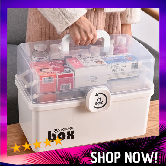COD 3 Layer Portable First Aid Kit Storage Box Plastic Multi-Functional ...