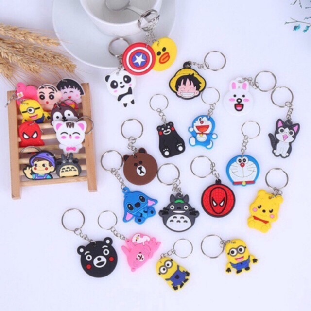 1PC Key Ring Cartoon PVC Cute Keychain Portable Party Free Gift ...