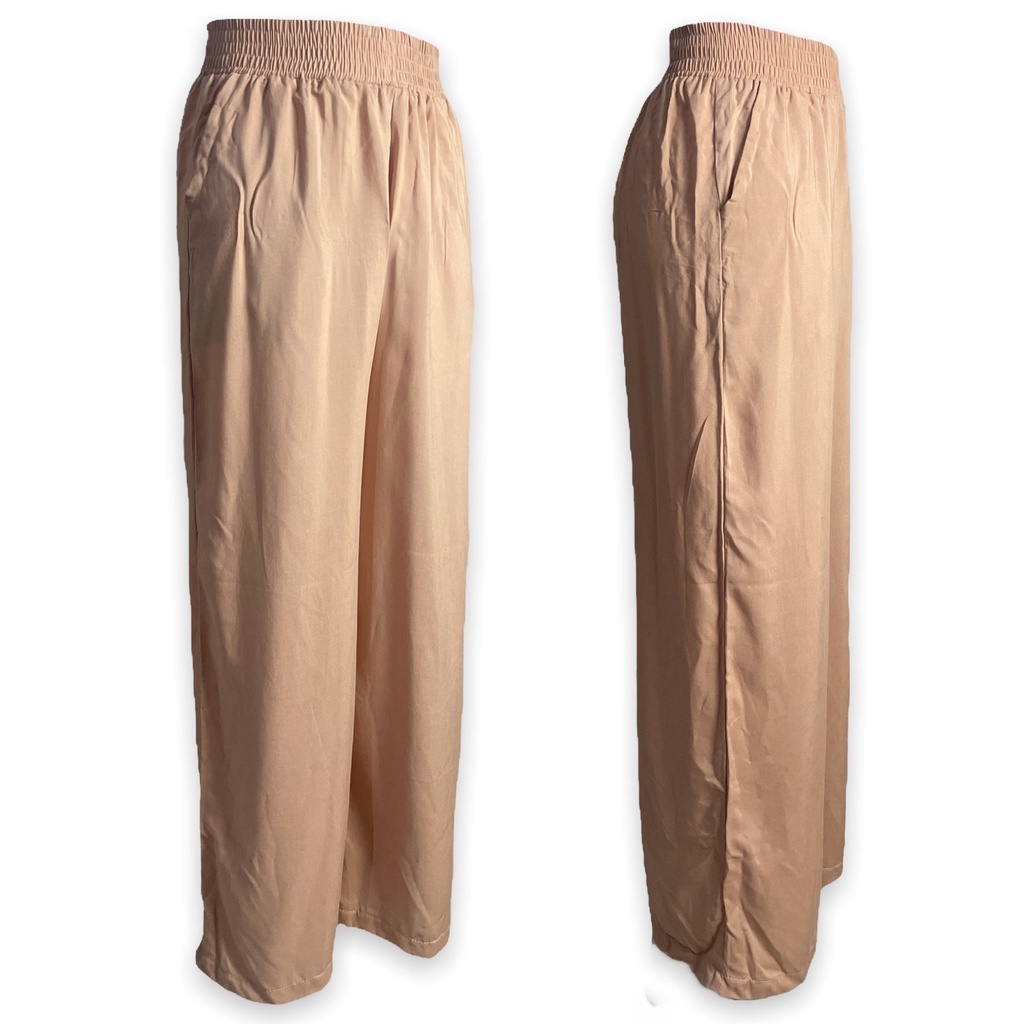 Annika#1 High Waist Challis Wide Leg Pants for Women (with Side Pockets ...