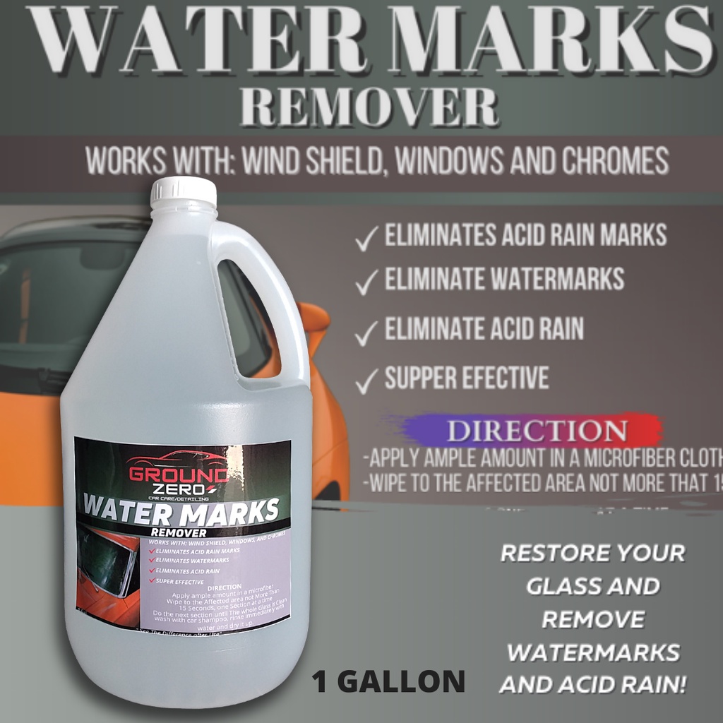 Ground Zero Water marks remover(acid rain remover) 1gallon glass care ...