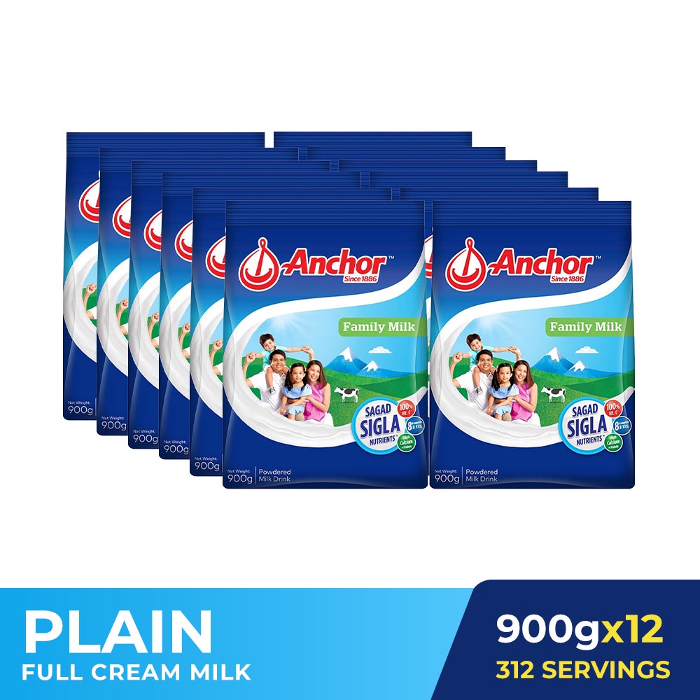 Anchor Family Milk Powder Plain 900G x12 | Shopee Philippines