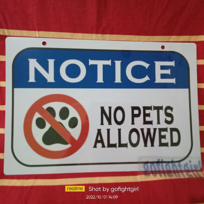 No Pets Allowed Signage PVC Plastic (like ATM and ID) 7.8x11 inches ...