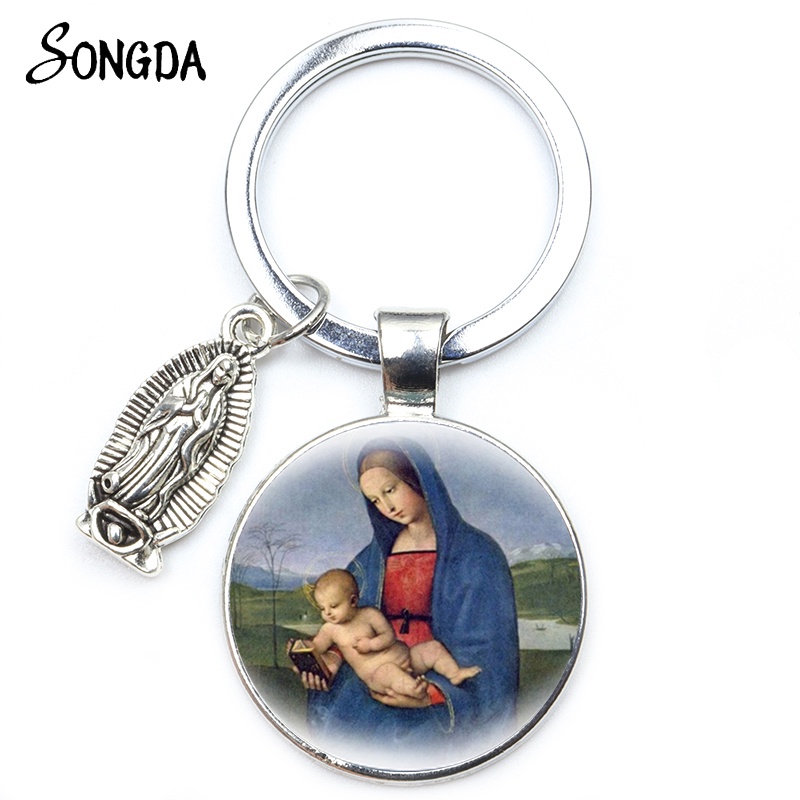 Blessed Virgin Mary Keychains Holder Mother and Baby Jesus Keyrings ...
