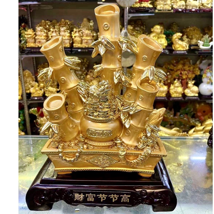 Red Gold and Gold Bamboo with Money Frog Charm Toad Display | Shopee ...