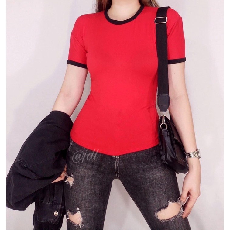 Plain Ringer Tees (fit Up to Medium) | Shopee Philippines