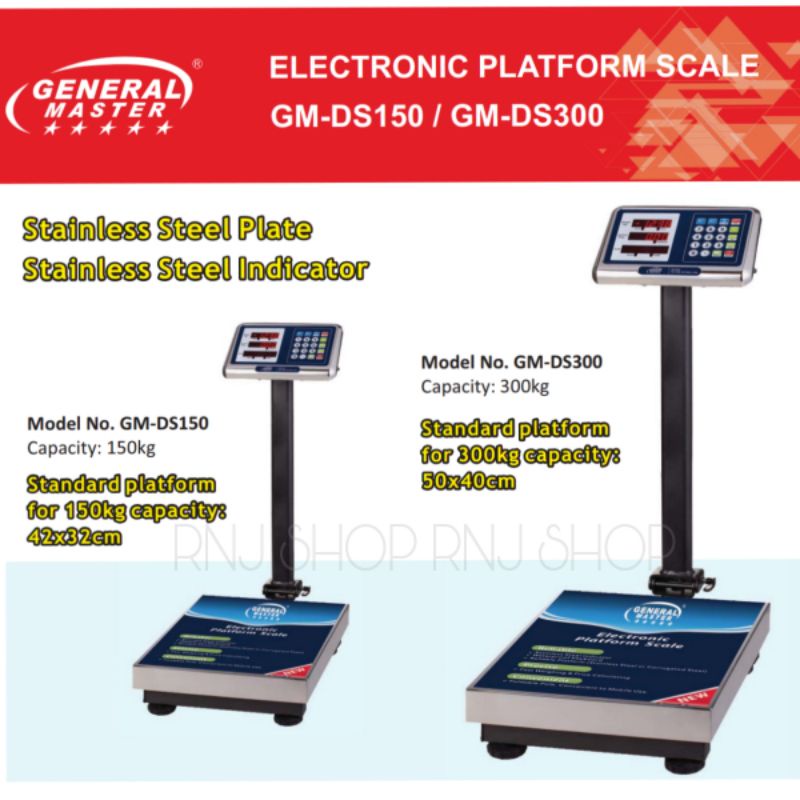 DIGITAL PLATFORM SCALE 150KG / 300KG GENERAL MASTER 42x32cm./50x40cm ...