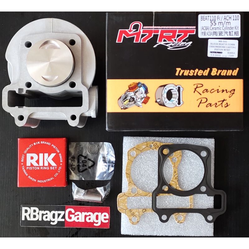 MTRT 55mm Chrome Bore Block Set w/ Casting Piston - Honda Beat F.I ...