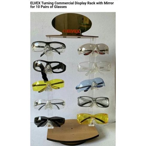 ELVEX Turning Commercial Display Rack with Mirror for 10 Pairs of ...
