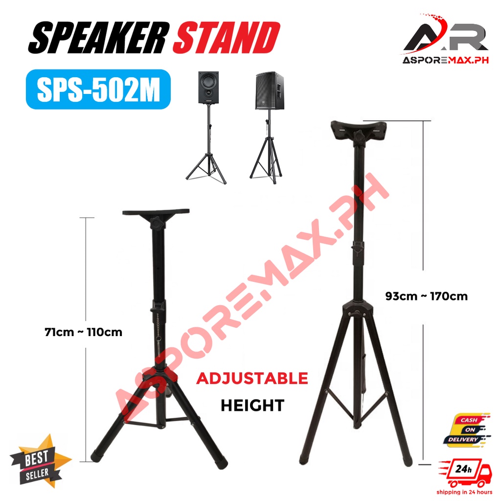 Professional Tripod Base Speaker Stand steel Adjustable height and tripod leg BLACK SPS-502M COD ...