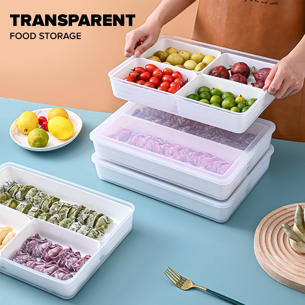 Kitchen Fridge Organizer Food Storage Snack Container with Compartment ...