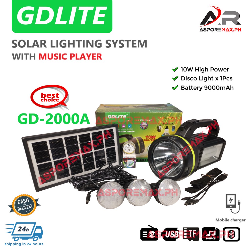 GDLITE SOLAR TORCH LED SOLAR LIGHTNING SYSTEM WITH 3BULB/DISCO Light ...