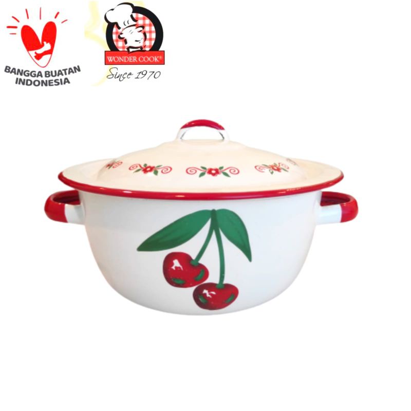 WONDERCOOK Dutch Oven Cherry Pan 24cm with Enamel Lid (CLASSIC SERIES ...
