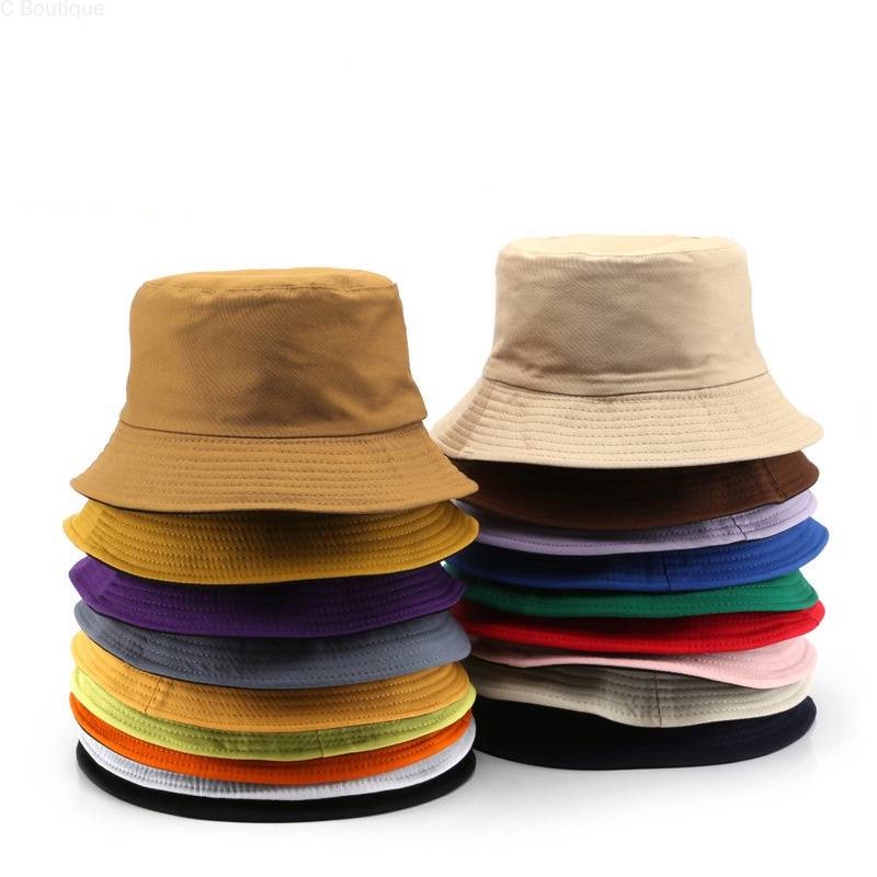plain hat reversible bucket hat for women 18 colors solid color hat sun ...