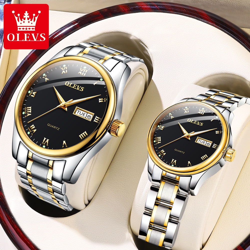 Olevs Couple Watches Original Waterproof Stainless Steel Women Watch ...