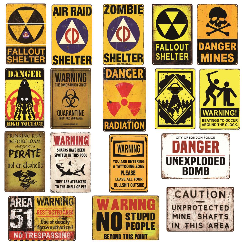 Vintage Danger Radiation Warning Plaque Retro Metal Tin Signs Poster ...