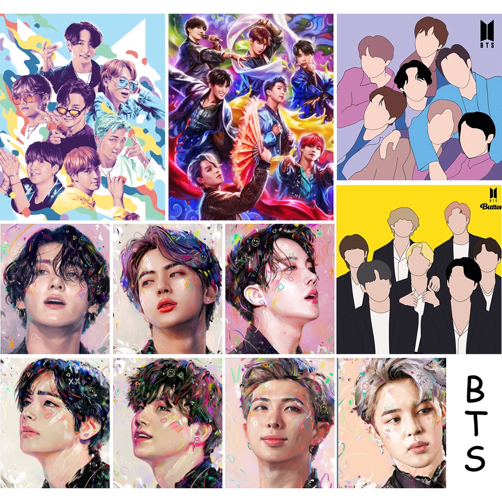 DROFE 20x20cm 40x50cm With Color Canvas Bts Paint By Numbers Painting ...