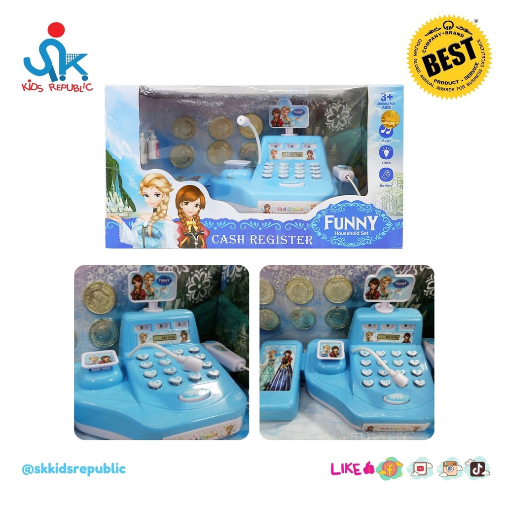 Pretend Play Frozen Cash Register Toy with Lights and Sound Scanning ...