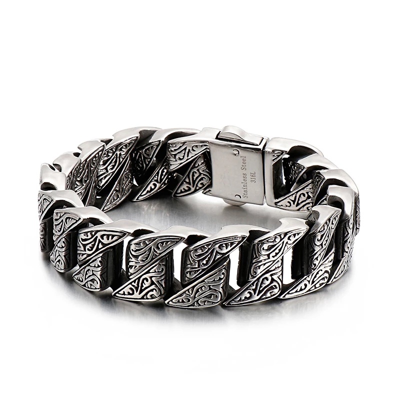 Punk 20mm Chunky Link Chain Bracelet Men Stainless Steel Myterious ...