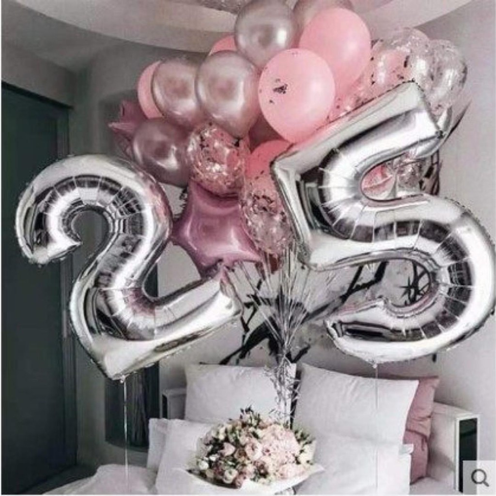 29php ONLY 32 inches number foil balloons silver BIRTHDAY DEBUT ...