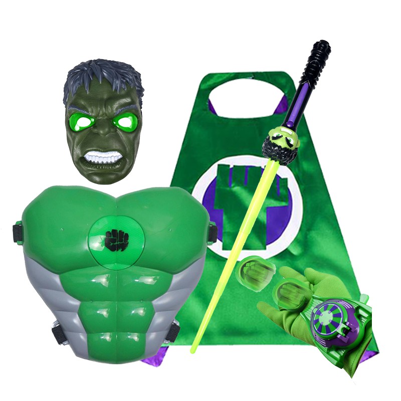 Movie Avengers Hulk Action Figure LED Sound Light Shield Sword Mask ...