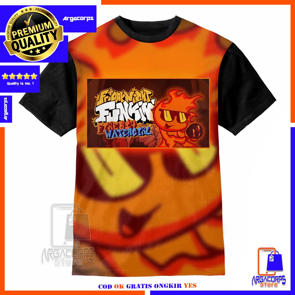 3d Children's T-shirt Premium Fireboy FNF Funkin AUG Distro Clothes ...