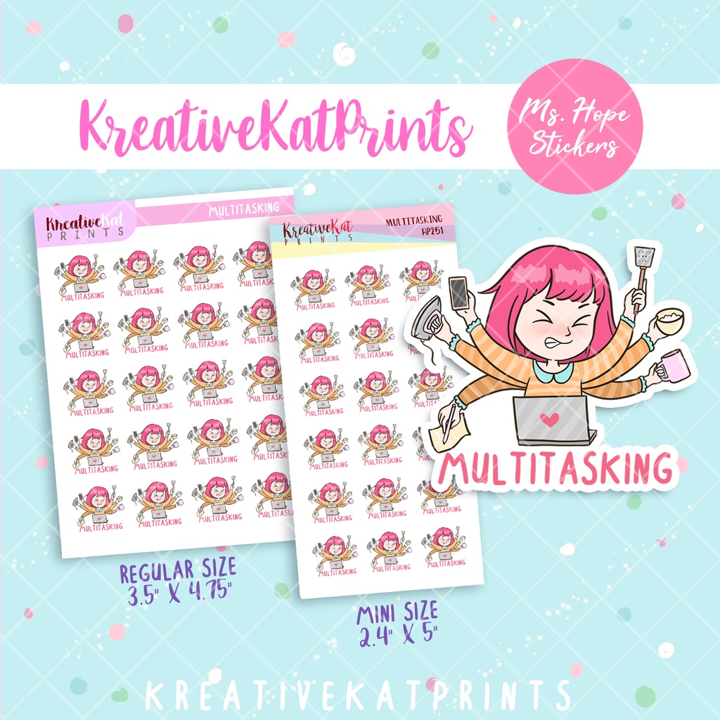 Planner Stickers MULTITASKING - Work Time Cartoon | Busy Day ...