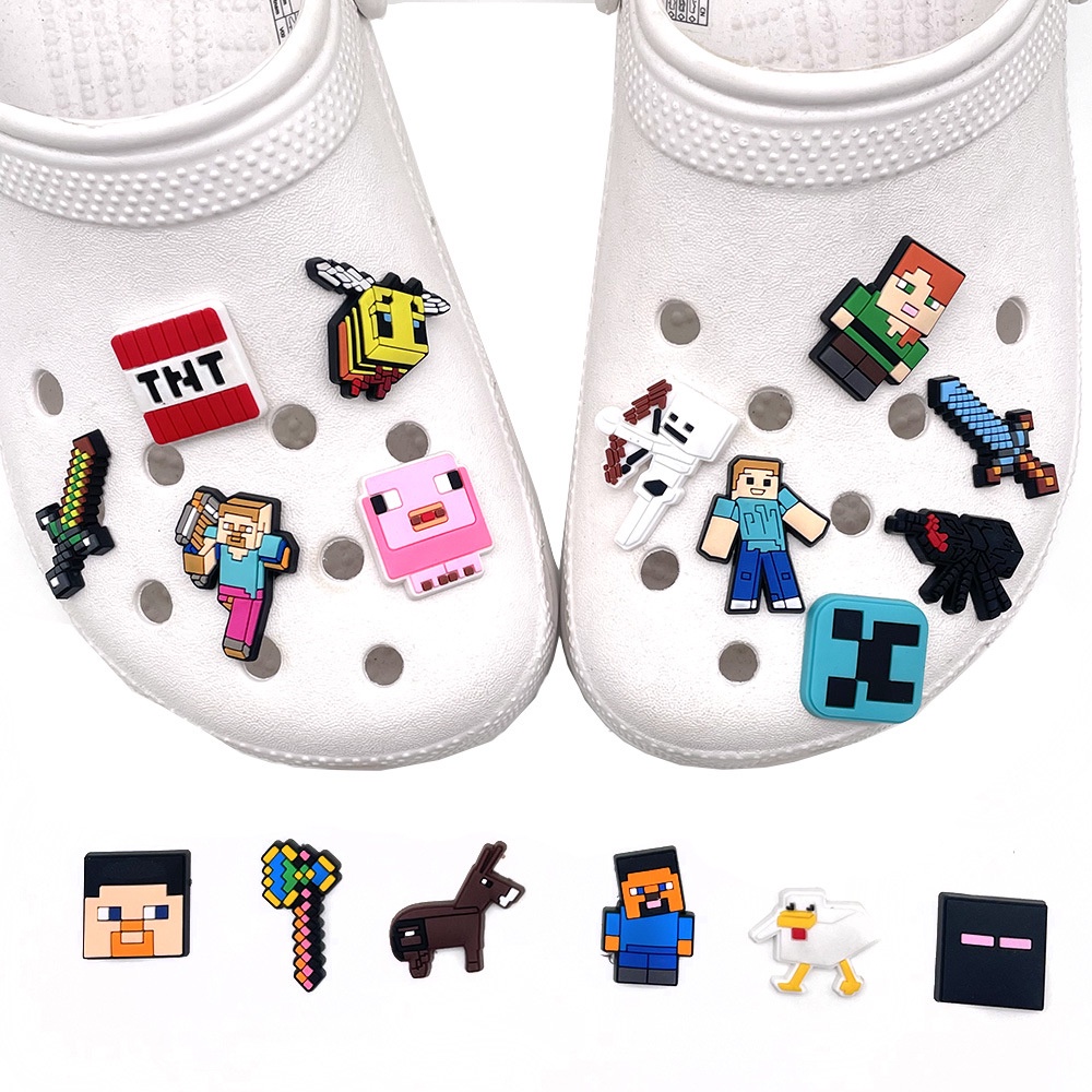 Cute Minecraft Toy Jibitz Pins for Croc Shoes Accessories Minecraft ...