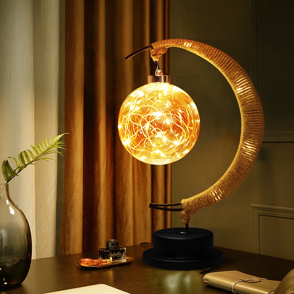 HomeYoung Magic Moon LED Moon Modeling Light Twine Iron Ball Light ...