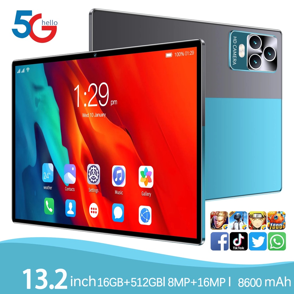 2022 New 5G tablets 16GB+512GB Learning Tablet For Online Class HD ...