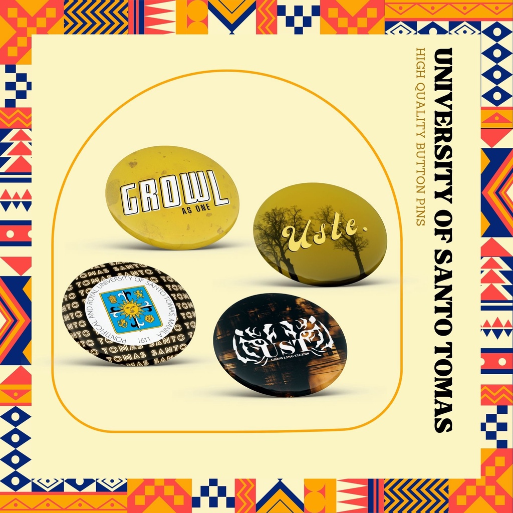 UST (University of Santo Tomas) HIGH QUALITY BUTTON PINS | Shopee ...