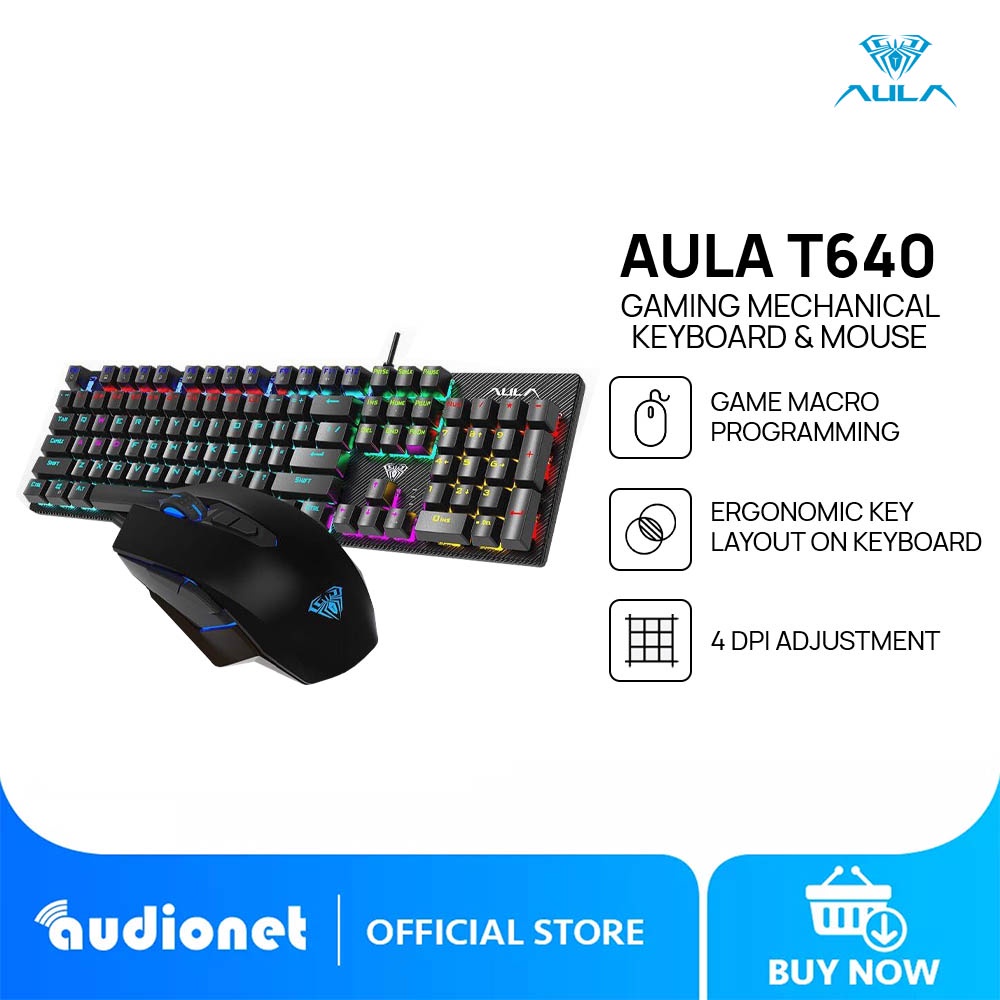 AULA T640 Gaming Mechanical Keyboard Mouse Combo Set | Shopee Philippines
