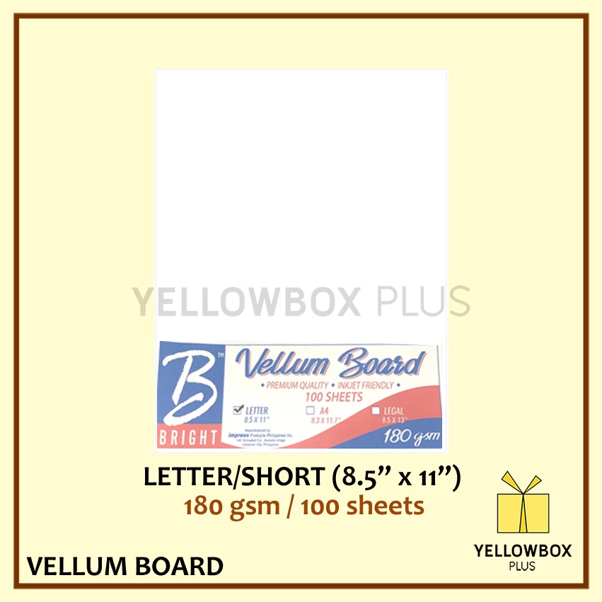 100pcs White Vellum Board Paper A4 letter Long Legal size 180 gsm 220 ...