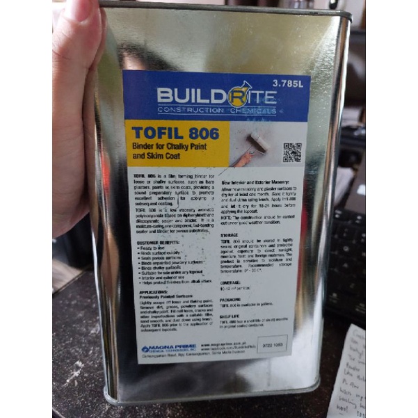 Buildrite Tofil 806 Binder For Chalky Paint & Skimcoat 3.78 Liters ...
