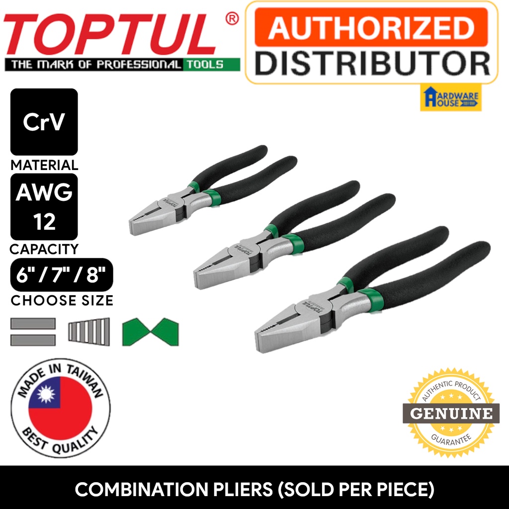 ORIGINAL TOPTUL Combination Pliers 6" / 7" / 8" Linesman Type Wire ...