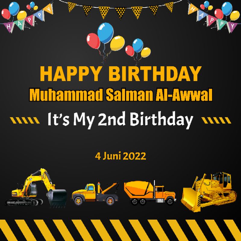 Excavator Theme Child Birthday Backdrop / Excavator's Birthday Banner ...