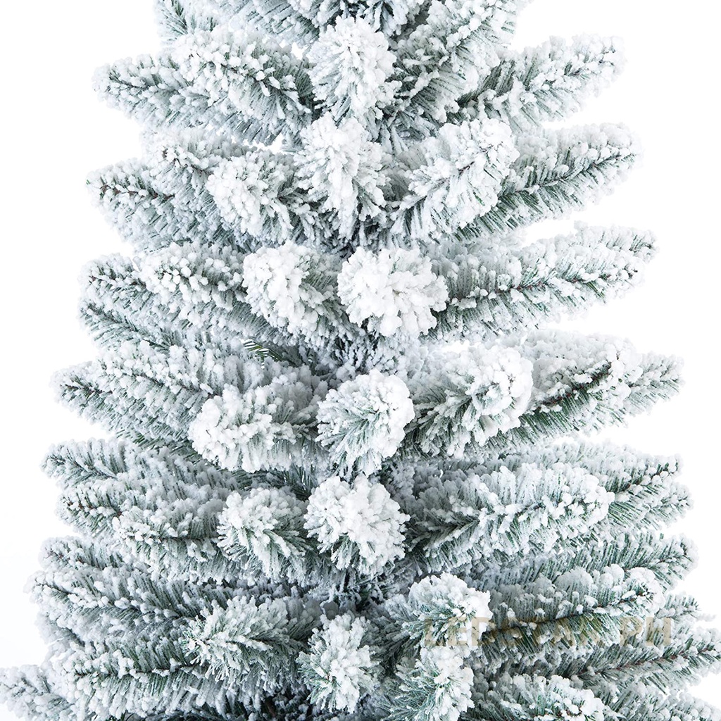Artificial Christmas Tree Includes Stand Green and Snow Slim Tree ...