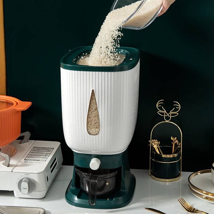 Rice Dispenser Container Storage Large Capacity 10kg Cup Cereal with ...