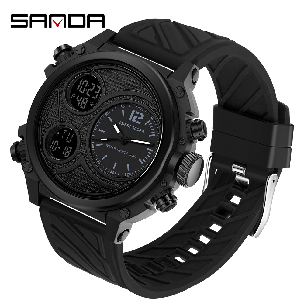Sanda Men Fashion Luxury Brand Military Watch Waterproof Dual Display ...