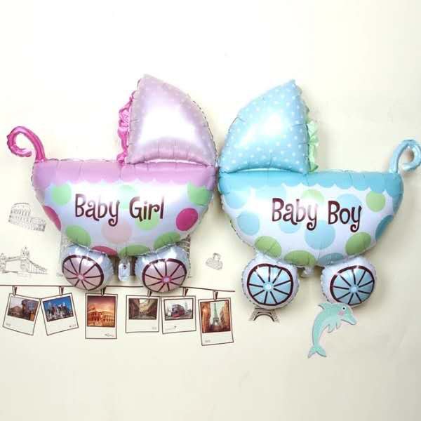 Foil balloon 14 inches Cute cartoon boy and girl stroller aluminum ...